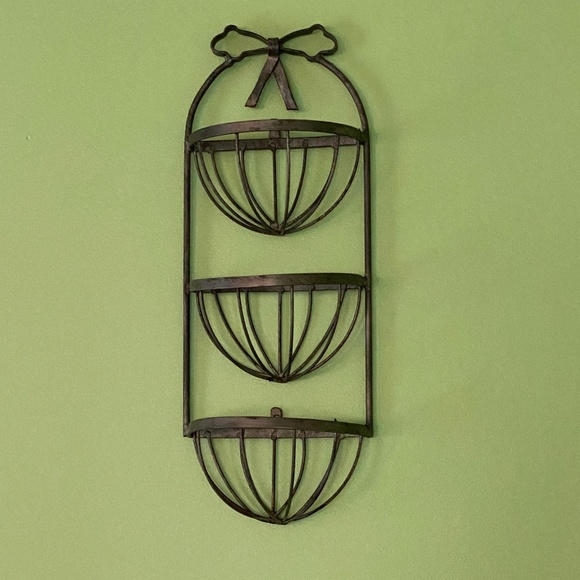 Wall Decor | Metal Wall Caddy With Bow 3 Little Baskets | Poshmark